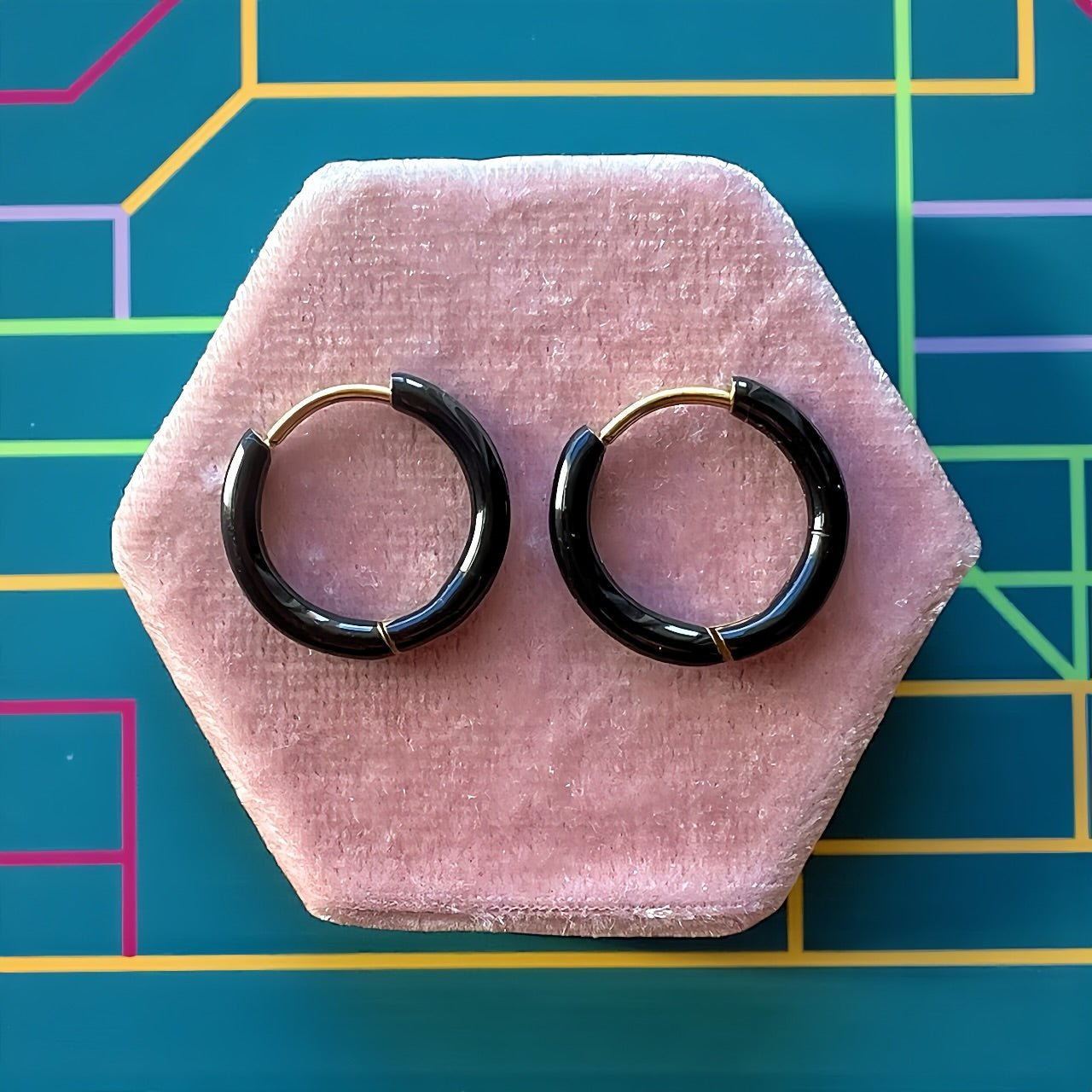 Black Huggies Small Hoops - Hypoallergenic earrings – Cherry On Top ...